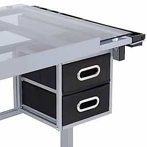 LEMY Drafting Table Adjustable Tilting Tabletop, Artist Drawing Desk with Slide Storage Drawers and Wheels, Art Craft Station for Home Office