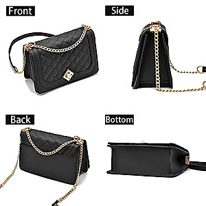 HINFKA Women'S Small Crossbody Bag Pu Leather Shoulder Bag Small Handbag Clutch Bag Fashion Versatile Evening Bag (Black)