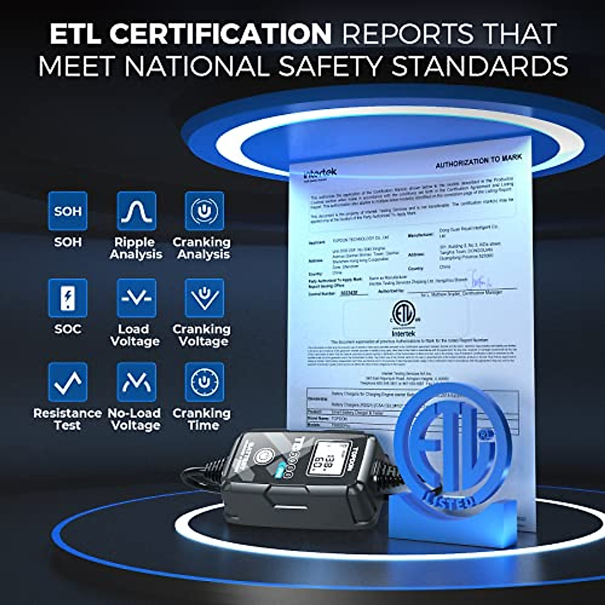 2-in-1 Smart Car Battery Charger and Battery Tester, TOPDON TB6000Pro 6Amp 6V/12V Trickle Charger Maintainer Automotive, 12V Load Tester, App Control Desulfator Lead-Acid AGM LiFePO4 Batteries