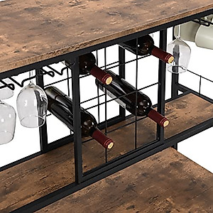 CIATRE Wine Rack Table, Wine Rack Kitchen Bar 3 Tier Storage Rack, Wooden Wine Cabinet Wine Cabinet with Bottle Rack and Glass Rack for Home Kitchen Dining Room, 40 Inch