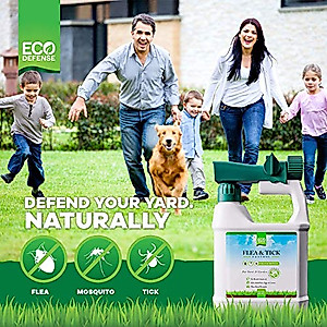 Eco Defense Flea, Tick, and Mosquito Spray for Yard and Perimeter - Safe Around Kids, Pets, Plants - Outdoor Barrier Control & Repellent - Ready-to-Spray Covers Up to 5,000 sq ft
