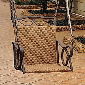 International Caravan Resin Wicker/Steel Hanging Chair Swing