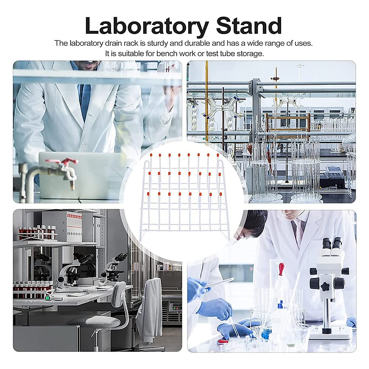 Viupolsor Lab Drying Rack 24 Pegs Lab Glassware Rack Wire Glassware Drying Rack Wall Mount/Freestanding Lab Glass Drying Rack