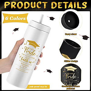 Blushtier 6 Pcs Class of 2025 Graduation Gifts Bulk 16oz Matte Graduation Cups 2025 Inspirational Tumbler with Lid and Straw Plastic Drinking Tumbler for Teen High School Grad Party Favors (Colorful)
