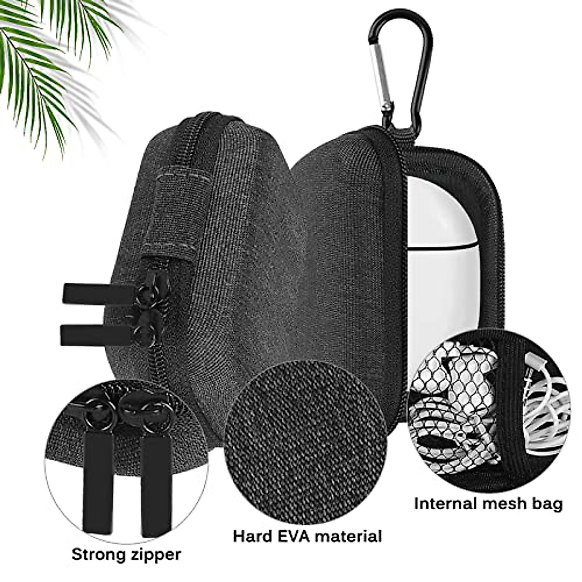 Compatible for Google Pixel Buds Pro 2022 Case, [Portable] [Keychain] [Storage Bag] Hard Case for Google Pixel Buds Pro/Pixel Buds A-Series/Pixel Buds 2 Case (Black)