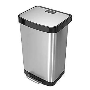 Innovaze 14.5 Gal./55 Liter Rectangle Step-On Stainless Steel Trash Can for Kitchen