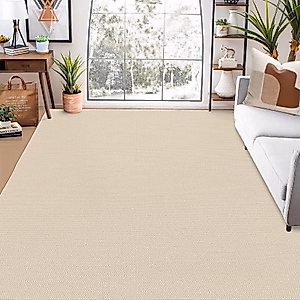GlowSol Washable Area Rugs 10x13 Living Room Rug Modern Solid Rug Neutral Rug Farmhouse Large Rug Stain-Resistant Soft Floor Rug Low Pile Non Slip Carpet for Living Room Bedroom Dining Room,Beige