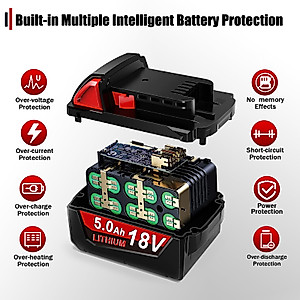 FEOTDN 2Packs 5.0Ah XC Lithium-ion 18V Replacement Battery for Milwaukee M-18 Battery Compatible with Milwaukee 18V Cordless Power Tools