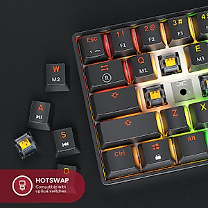 GK61 Mechanical Gaming Keyboard - 61 Keys Multi Color RGB Illuminated LED Backlit Wired Programmable for PC/Mac Gamer (Gateron Optical Yellow, Black)