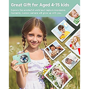 Digital Camera, Zostuic Autofocus 48MP Kids Camera with 32 GB Card Vlogging Camera with 16X Zoom, Compact Portable Mini Cameras for 4-15 Year Old Kids Children Teen Student Girls Boys(Green)