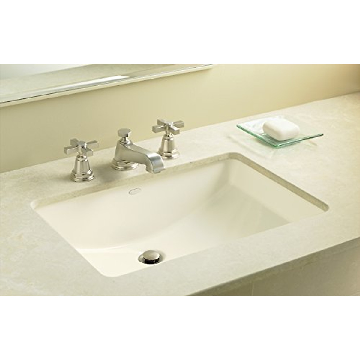 KOHLER 2215-0 Ladena Rectangular undermount Bathroom Sink with Curved Bottom, 23-1/4" W x 16-1/4" L, White