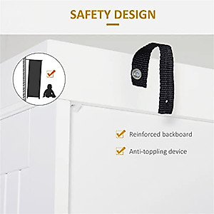 SEASD 72" Sideboard Traditional Freestanding Kitchen Pantry Cabinet Cupboard with Doors and 3 Adjustable Shelves, White