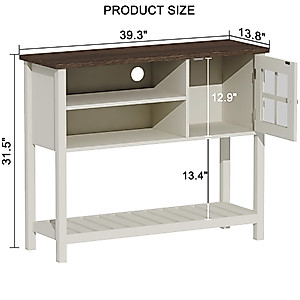 ChooChoo Farmhouse Coffee Bar Cabinet, Buffet Cabinet with Storage, Sideboard Buffet Cabinet with Glass Door, Console Table for Kitchen, Hallway, Entrance, White