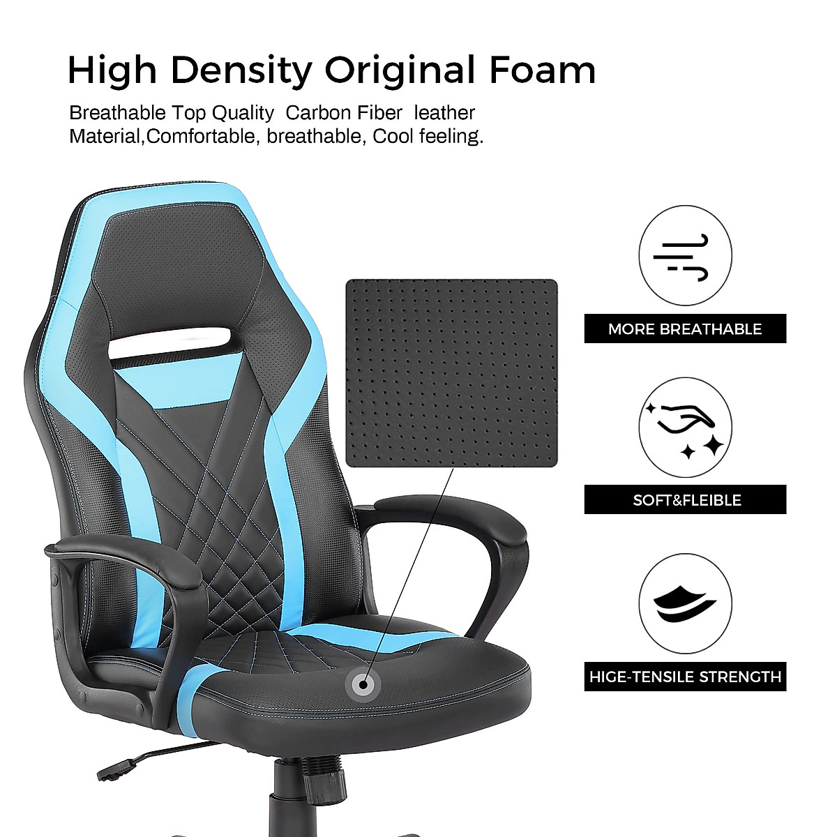 EUREKA ERGONOMIC Computer Gaming Chair, Game Chair Computer Desk Chair with Headrest,Lumbar Support Height Adjustable, E-Sports Sillas Gamer Chairs for Adults, Blue