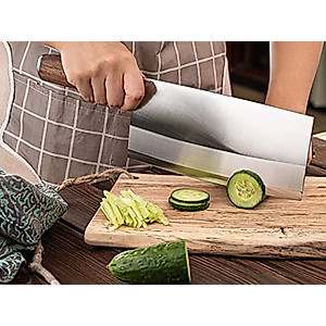 LOUISAX Vegetable Meat Cleaver Knife 7.5” Pro Chinese Chef Cleaver Butcher Knife with Forged High Carbon Steel Full Tang Ergonomic Pakkawood Handle