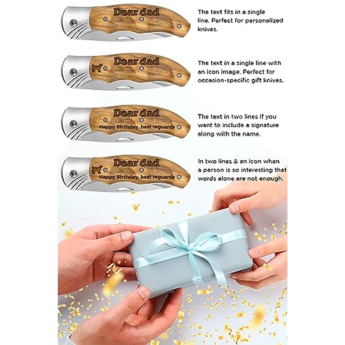 Personalized Gift for Men - Customized Pocket Knife Custom Engraved Knives Gifts Dad Husband Idea Birthday Christmas Valentine's Day Anniversary Stocking Stuffers 6651 PS
