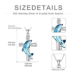 POPKIMI Dolphin Necklace Dolphin Gifts for Women 925 Sterling Silver Dolphin Jewelry