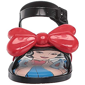 Mini Melissa Baby-Girl's Mini MAR Sandal + Snow White Slipper, BLK Glossy, 7 Medium US Toddler