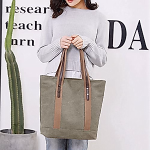 Women's Canvas Handbags Shoulder Bags Men Retro Casual Tote Work Purses (Army Green)