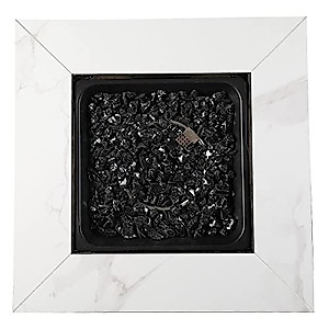 Endless Summer 30 Inch Square Outdoor 50,000 BTU LP Gas Fire Pit Table with Steel Mantel, Slate Finish, and Black Fire Glass, Gray