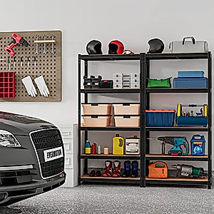 ERGOMASTER Storage Shelves Metal Garage Shelving Unit 5-Shelf Adjustable Heavy Duty Boltless Organizer Rack (1, Black)