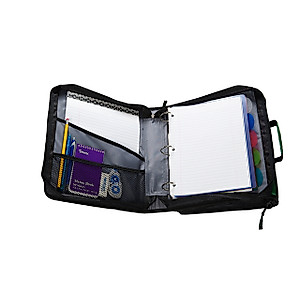 Case-it The Z Shape Zipper Binder - Two Binders in One - Double Sided 1.5 Inch D-Ring - Multiple Pockets - 500 Page Capacity - Comes with Shoulder Strap, Blue Z-176