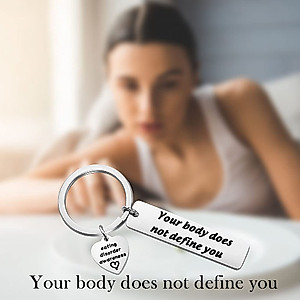 TIIMG Eating Disorder Awareness Keychain Anorexia Recovery Gifts Inspirational Gift Mental Heath Recovery (Your body eating disorder)