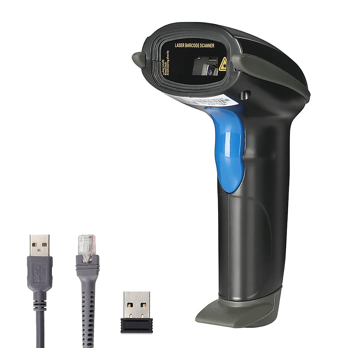 Laser 2.4G Wireless 1D Bar Code Scanners Readers for Computers PC Laptop, UNIDEEPLY Barcode Handheld, Hand Scanning Label UPC EAN Reader Gun Cordless Retails, Black