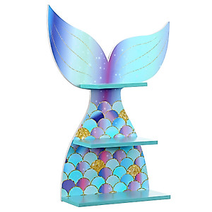 Bencailor Wall Decor Shelf Bedroom Hanging Shelf Wall Mounted Shelf Wooden Floating Shelves Bathroom Decor for Girls Bedroom Nursery Gift (Delicate Mermaid)