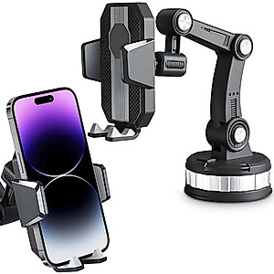 V TOWER Phone Mount for Car Dashboard - 360° Car Mount for iPhone 13 Pro Max Car Mount Cell Phone Car Mount Car Phone Mount - 10.9Oz iPhone Suction Mount Car Vent Phone Mount Phone Holder Car