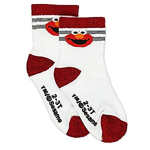 Sesame Street Elmo Baby Toddler Boy's Girl's 3 Pack Crew Socks with Grippers (2-3T, Red)