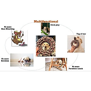 Monmoto Colorful Christmas Rope Toy for Dogs, Cotton Rope Toy, Tug Toy, Dental Chew Rope, Interactive Toy, Multi Braided Ring Rope Toy for Medium, Large, X-Large Dogs (Ring Toy)