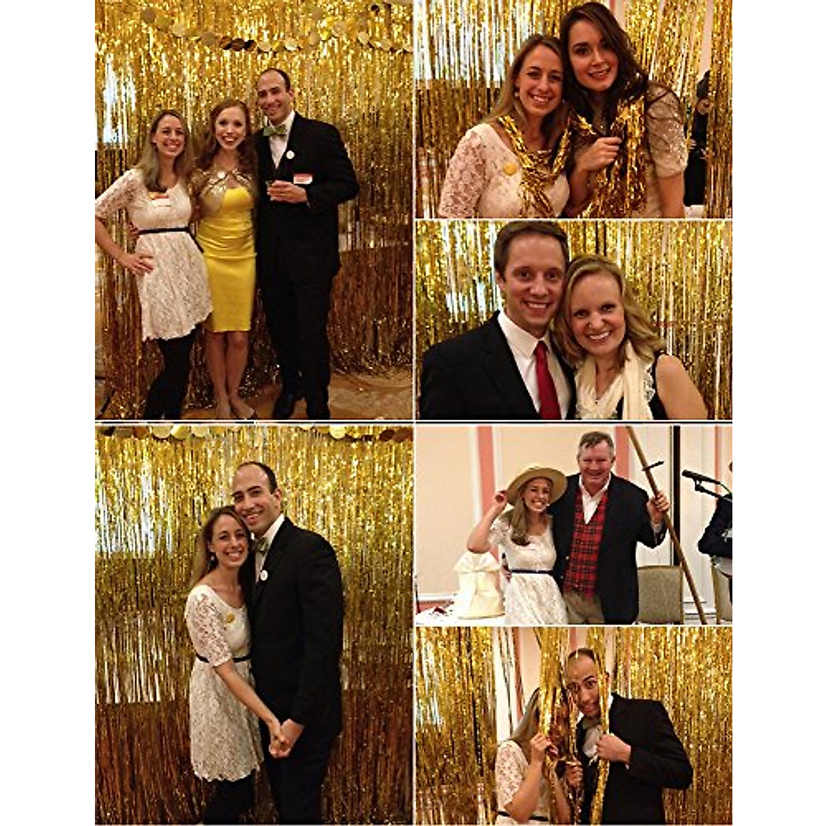 2 Packs 3ft x 8.3ft Gold Metallic Tinsel Foil Fringe Curtains Photo Booth Props for Birthday Wedding Engagement Bridal Shower Baby Shower Bachelorette Holiday Celebration Party Decorations