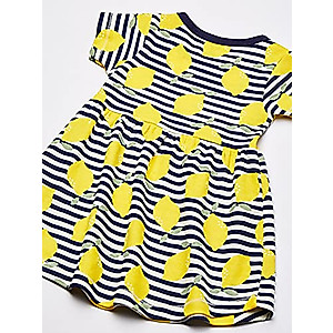 Touched by Nature baby girls Organic Cotton Short-sleeve and Long-sleeve Dresses Playwear Dress, Toddler Lemons Short Sleeve, 2T US