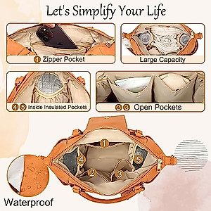 Omanmoli Small Diaper Bag,Mini Diaper Bag Tote, Leather Crossbody Diaper Bag Clutch With 12 Pocekts Diaper Bag Purses for Women Girls,Crossbody Strap,2 Insulated Pockets,Honey