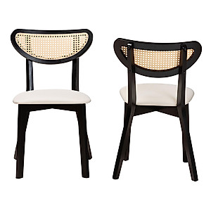 Baxton Studio Dannell Dining Chairs, Set of 2, Cream/Black/Light Brown