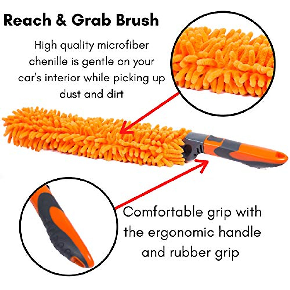 BIRDROCK HOME Car Wash Kit - Microfiber Cleaner - Tire Wheel Brush - Sponge - Duster - Extendable Cleaning Tool - Detailing Set