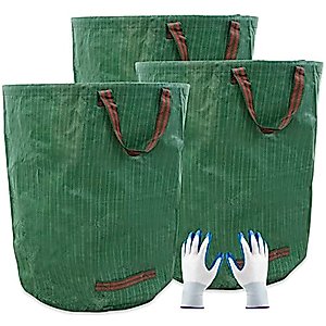 72 Gallons Garden Bag Collapsible Reuseable Heavy Duty Garden Waste Bags for Lawn Yard Leaf Trash Debris Garden bags with Gardening Gloves(3-Pack)