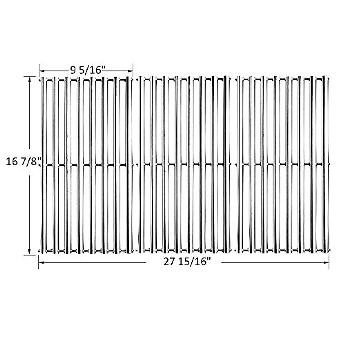 Stainless Steel Cooking Grid Grates Replacement for Charbroil 463433016, 463461615, 463436215, 463420508, Kenmore 463420507, Master Chef 85-3100-2, 85-3101-0, G43205, T480 (16-7/8" x 27-15/16")