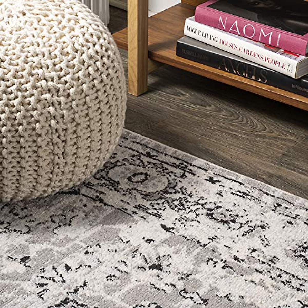 JONATHAN Y BMF110A-28 Denia Ornate Geometric Medallion Indoor Area-Rug Bohemian Floral Easy-Cleaning High Traffic Bedroom Kitchen Living Room Non Shedding, 2 X 8, Dark Gray
