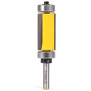 YONICO Pattern Bit Flush Trim Top and Bottom Bearing Router Bits 1-1/2-Inch Cutting Length 1/4-Inch Shank 14985q