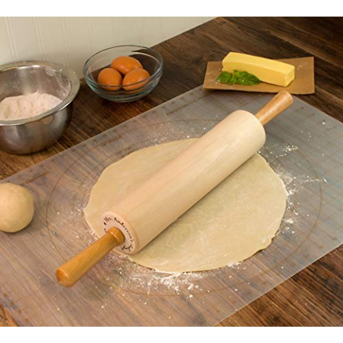 Mrs. Anderson’s Baking Stainless Steel Ball Bearing, Classic Wooden Rolling Pin, Made in America, 12-Inch by 2.75-Inch