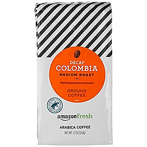 AmazonFresh Decaf Colombia Ground Coffee, Medium Roast, 12 Ounce (Pack of 3)