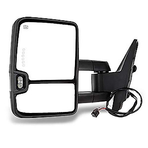 OCPTY Towing Mirrors with Power Adjusted Heated Turn Signal Light Black Housing Left and Right Tow Mirrors Compatible with 2007-13 for Chevy Avalanche 1500 Suburban 1500 2500 Tahoe for GMC Yukon