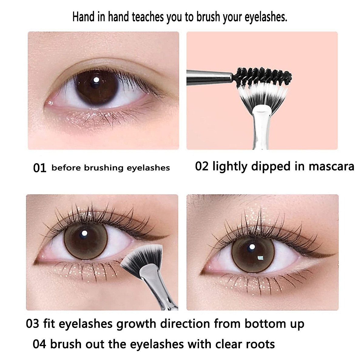 TEONEI Fan Mascara Brushes Eyelash Eyebrow Brush Makeup Brush Eye Lashes Makeup Tools Eyelash Brush Eyebrow Brush Eye Shadow Brush,2Pcs (Black)