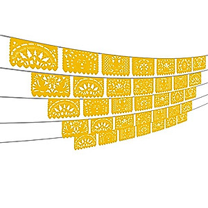 Yellow Party Decorations Papel picado Banners for Fiestas, Weddings, Birthdays, Bridal Showers and Baby Showers, Made from Tissue Paper WS65