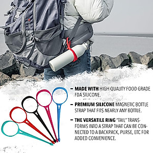 OHMY FIT Neo Magnetic Silicone Ring Strap for Water Bottle - Water Tumbler Strap Versatile Sports Bottle Ring - Water Bottle Carrier Strap for Gym, Backpack, Belt, Hiking, Outdoors & More (Teal)