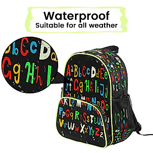 Education Alphabet Kids Backpack for Boys Girls, Rainbow Letter Toddler Bag Kindergarten Children Bag Preschool Nursery Travel Bag with Chest Strap Small Backpack