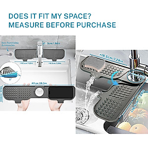 Daily Treasures 2-Pack Rotatable Silicone Faucet Splash Guard, 5° Large Slope Sink Splash Guard, (9.64"x3.9") Splash Guard for Sink Faucet Mat for Bashroom Kitchen Sink (Grew)