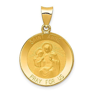 IceCarats 14K Yellow Gold Saint Anne Medal Necklace Charm Pendant 29mm x 19mm Only